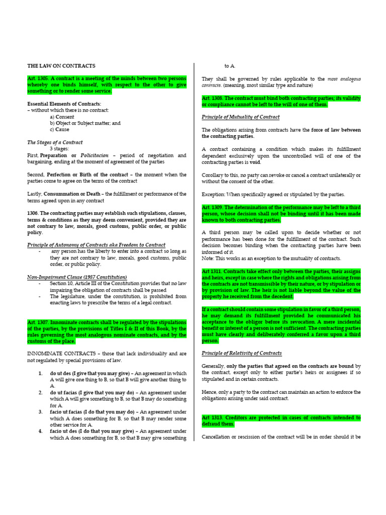 Essential Elements of Contracts Explained | PDF | Annulment ...