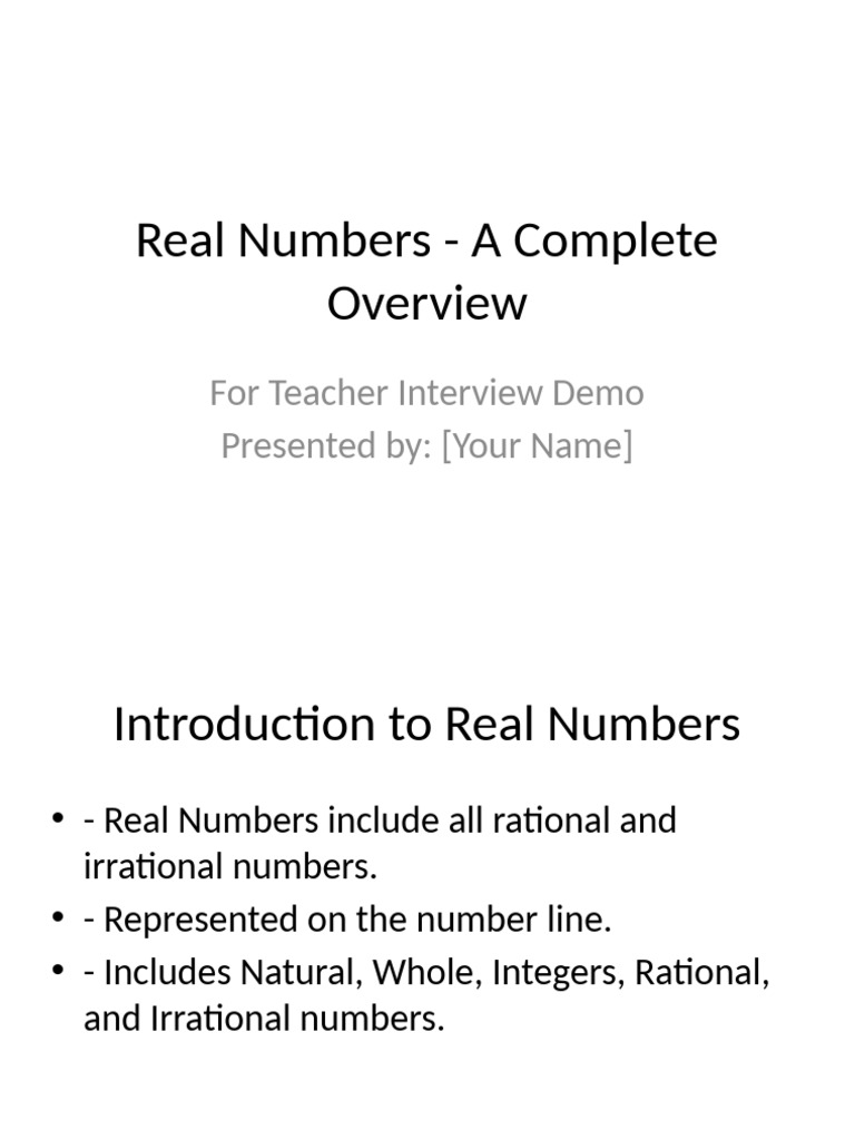 Real Numbers Presentation | PDF