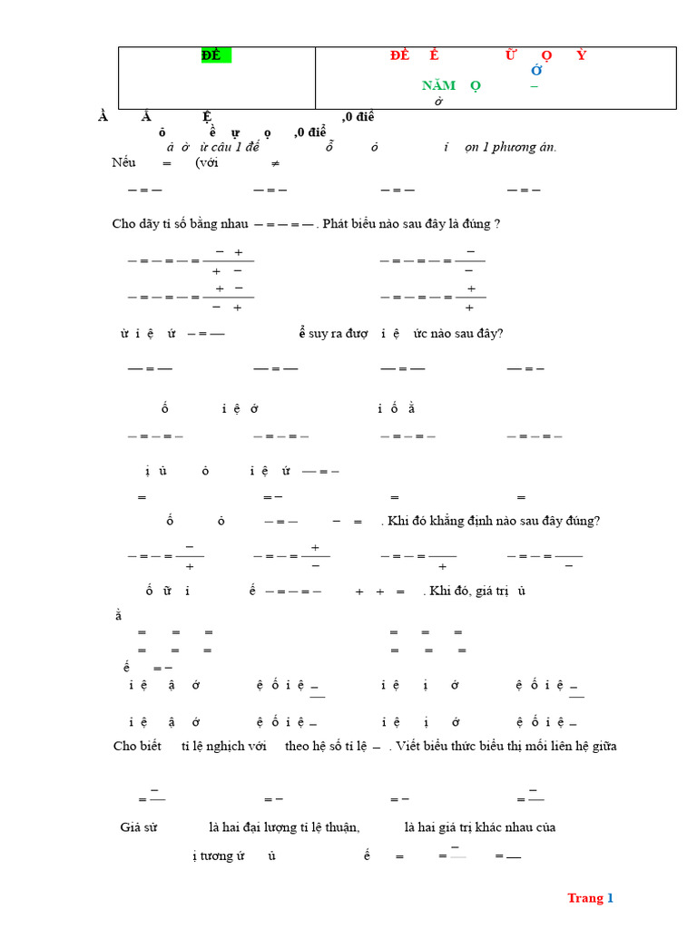 Lớp 7 đề thi giữa HK2 | PDF