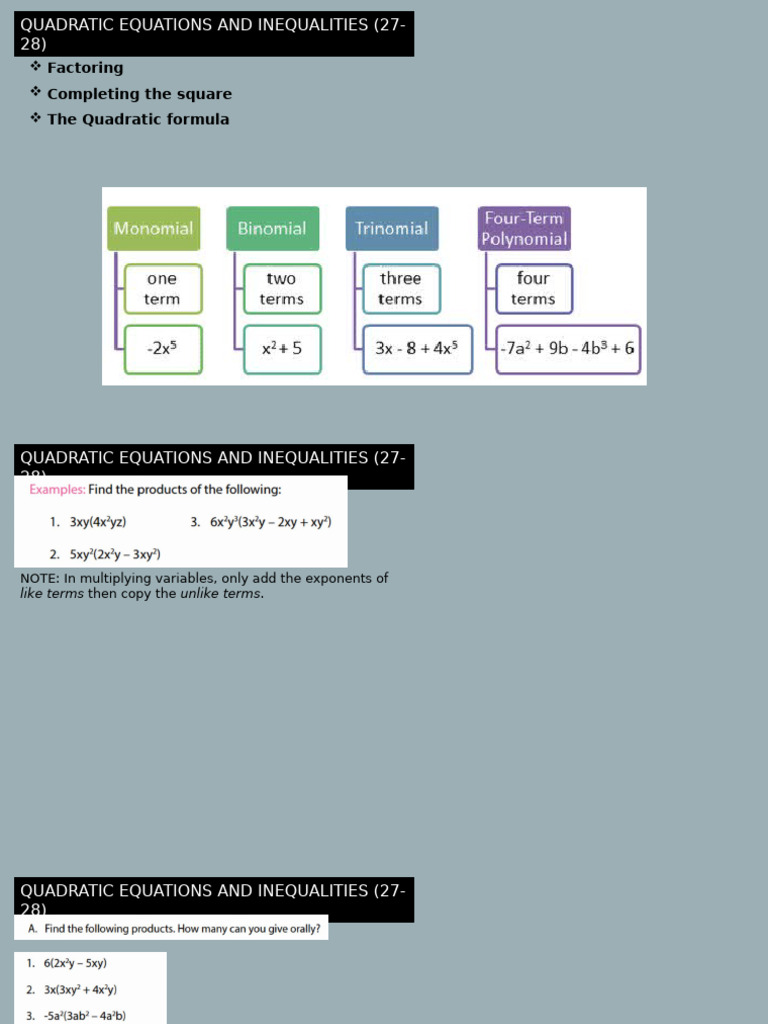 Quad Equations; Factoring and More [Autosaved] | PDF