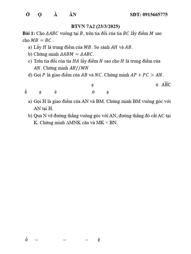 BTVN 7A2 (23-3-2025) | PDF