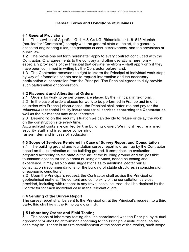 General Terms English | PDF | Indemnity | Legal Liability