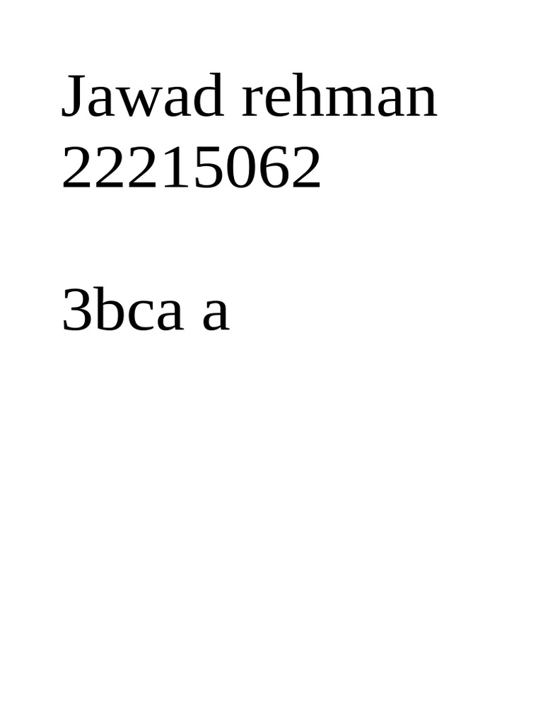 Jawad Rehman 22215062 3bca A | PDF