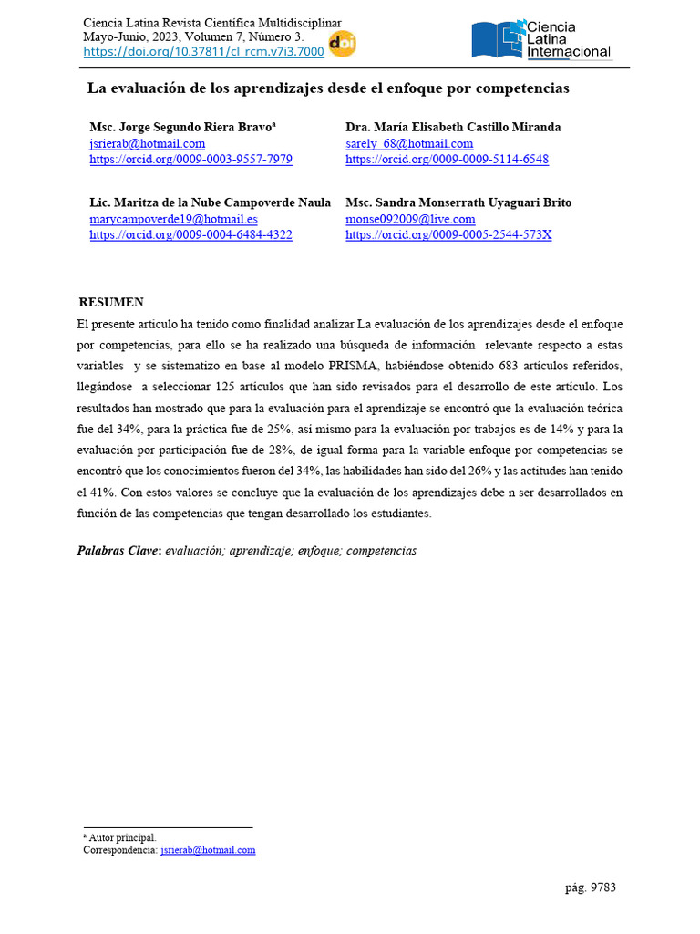 La Evaluación de Los Aprendizajes Desde El Enfoque Por Competencias | PDF | Evaluación | Enseñando