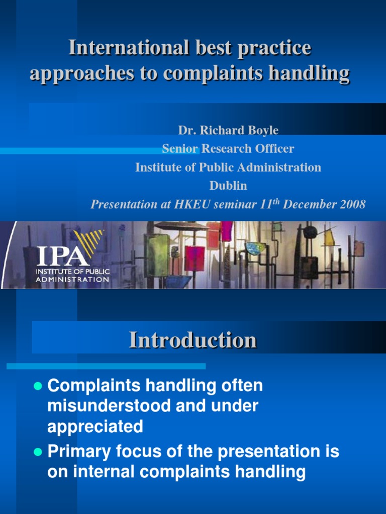 Cmps 20081211a International Best Practice Approaches To Complaints ...