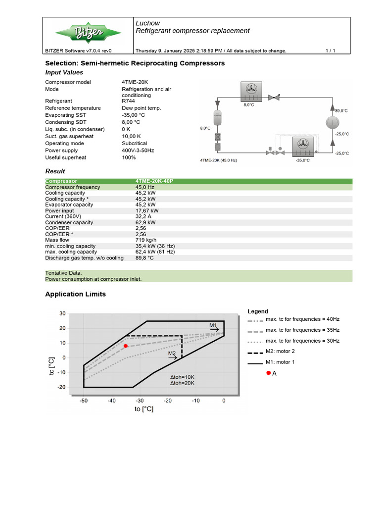 Selection: Semi-Hermetic Reciprocating Compressors: Input Values | PDF