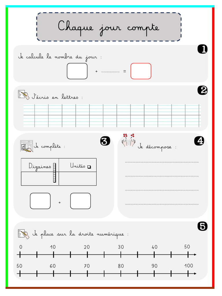 Chaque-Jour-Compte 1 CE1 | PDF