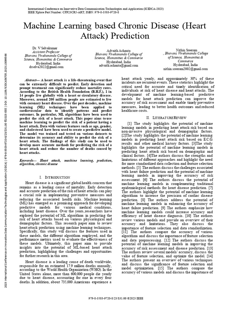 Machine Learning Based Chronic Disease Heart Attack Prediction | PDF | Machine Learning ...