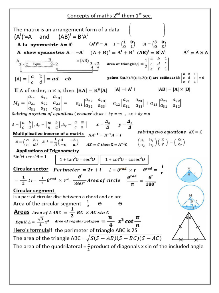 Matrix and Trigonometry Concepts | PDF | Area | Euclidean Vector