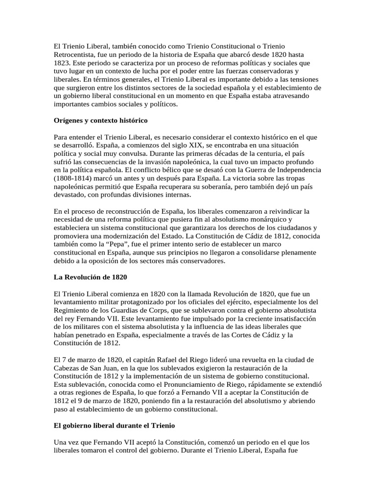 Trienio Liberal | PDF | Constitución | España