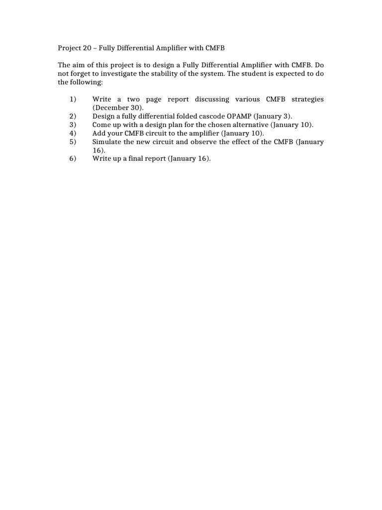 Fully Differential Amplifier Design with CMFB | PDF