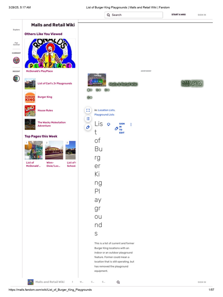 Burger King Playgrounds List | PDF | Southern United States | Fast Food ...