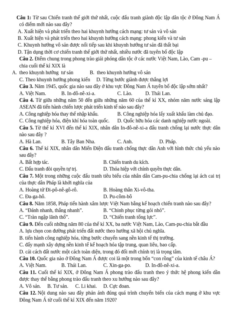 Đề Cương Sử 11 Gk2 Nh 2024 - 2025 | PDF