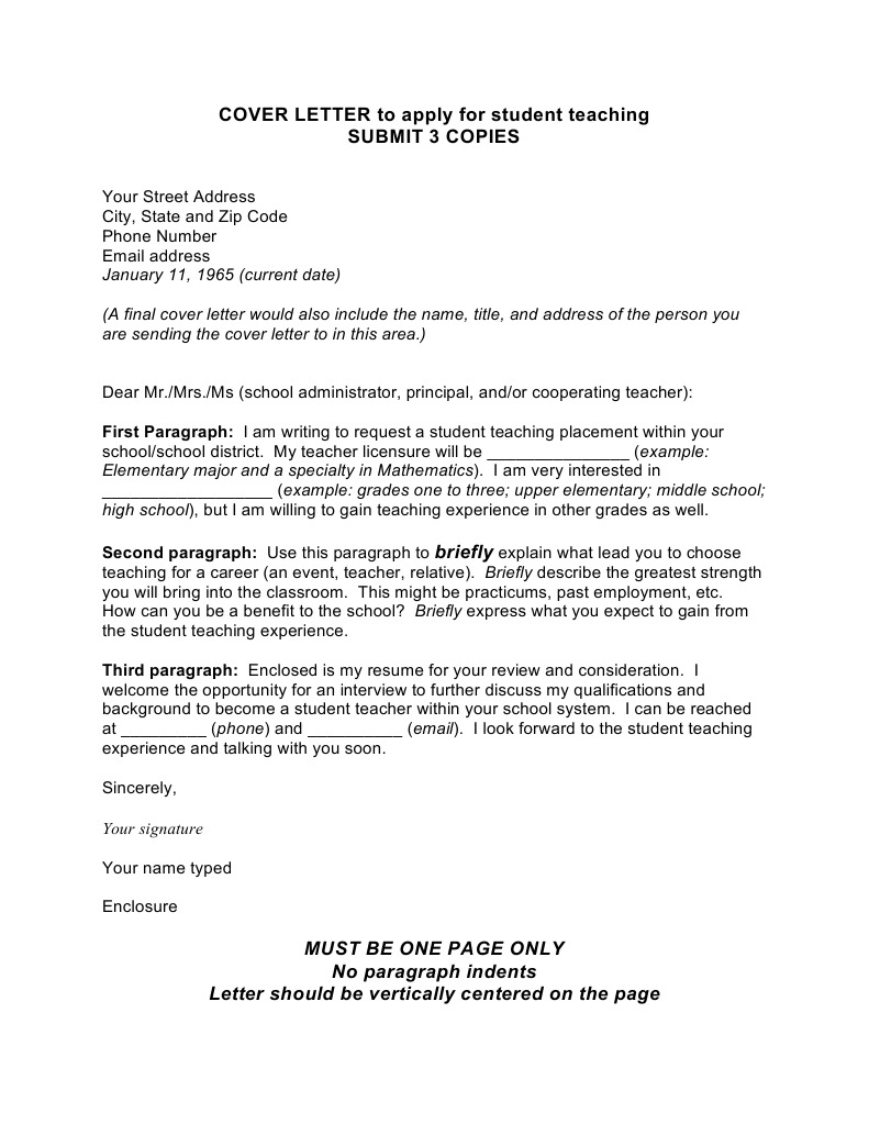 Student Teaching Cover Letter Yes | Paragraph | Physical Education