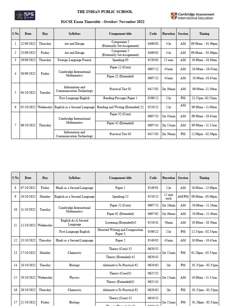 October-November 2025 Board Exam Timetable | PDF | Qualifications