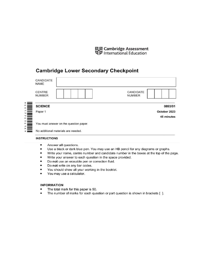 Checkpoint Paper 1 (Oct) | PDF