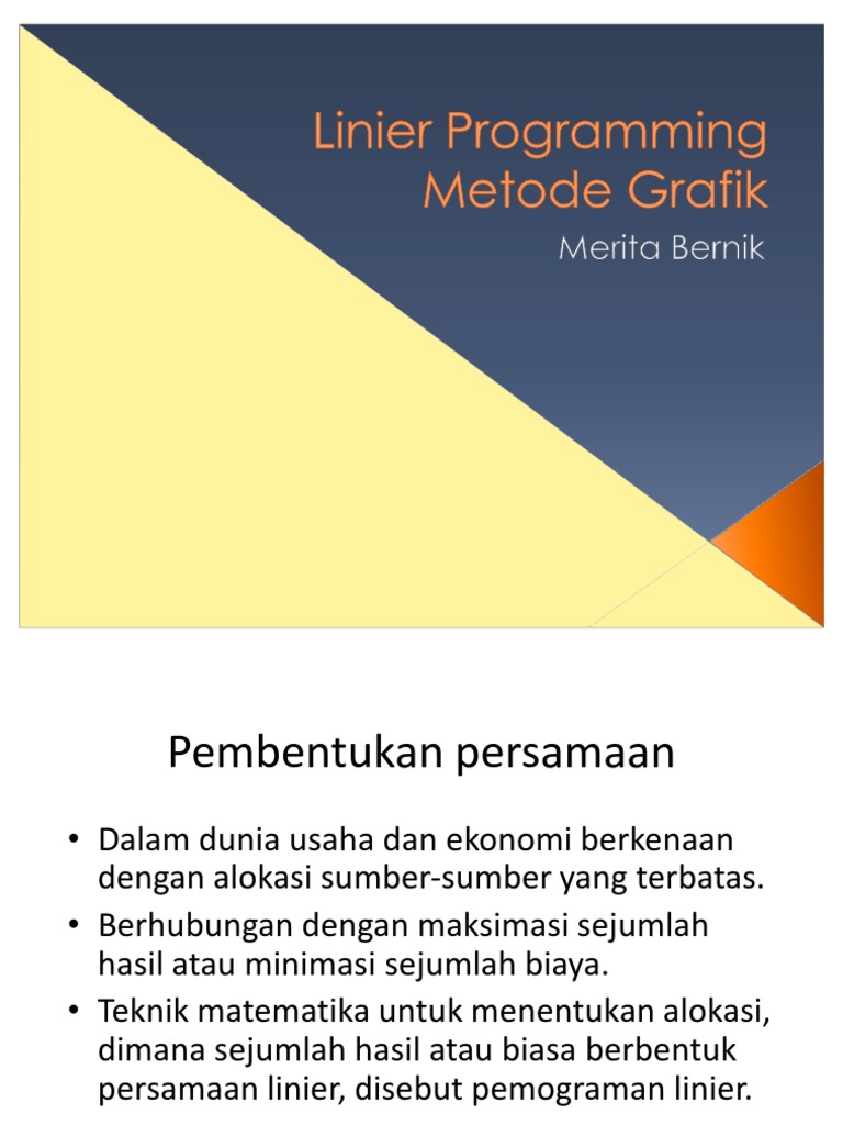1.a Linier Programming Metode Grafik | PDF | Metode & Bahan Ajar | Komputer
