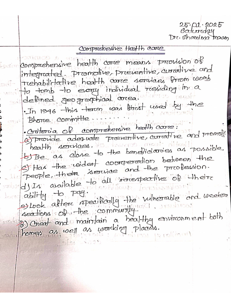 Comprehensive Health Care | PDF