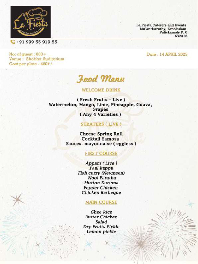 La Fiesta Menu | PDF