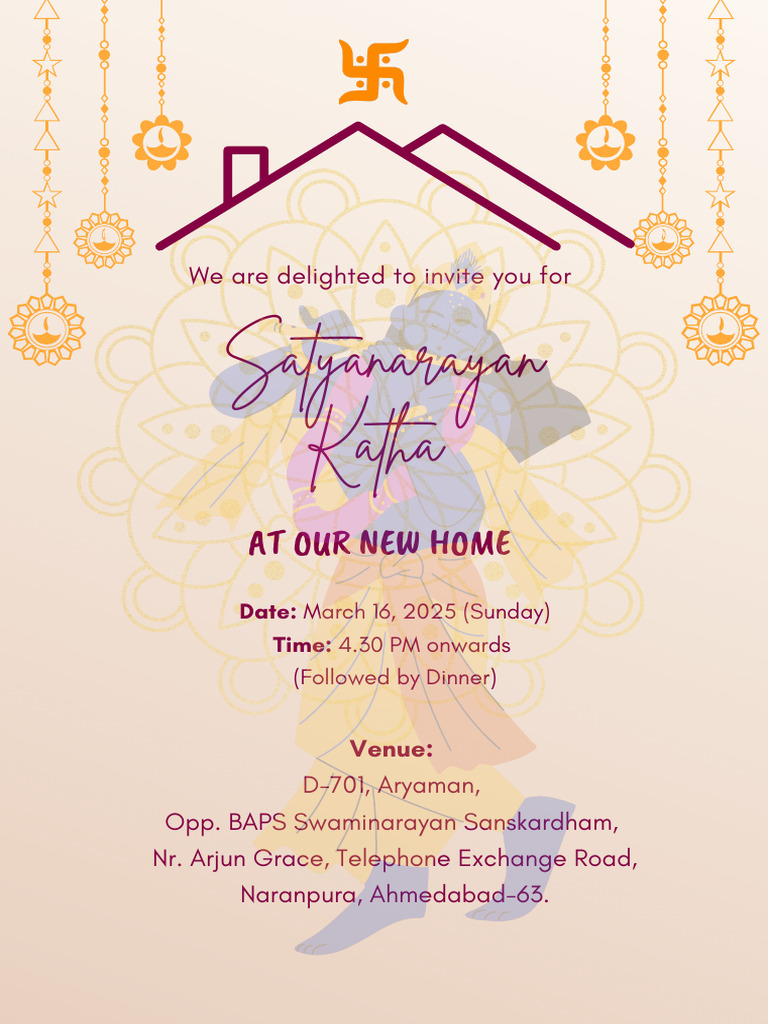 BAPS Invitation for Satyanarayan Katha | PDF