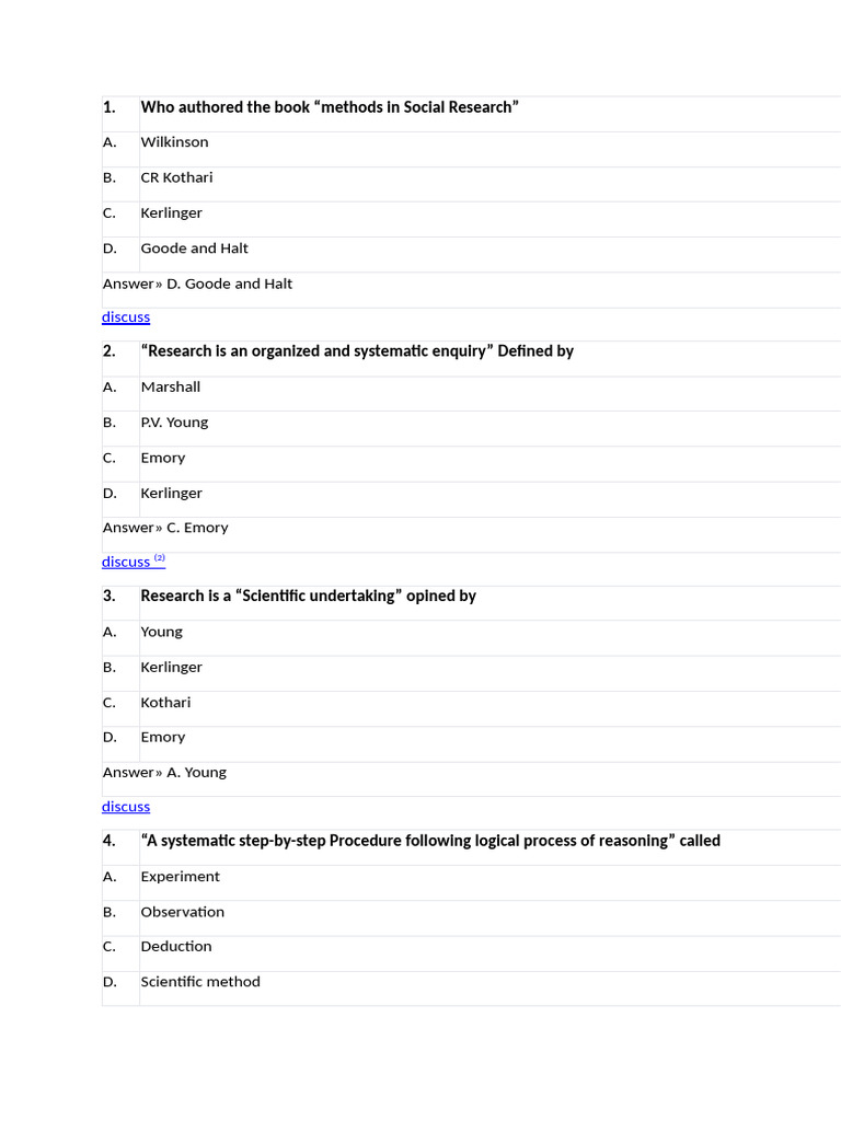 Research Mcq | PDF | Sampling (Statistics) | Hypothesis