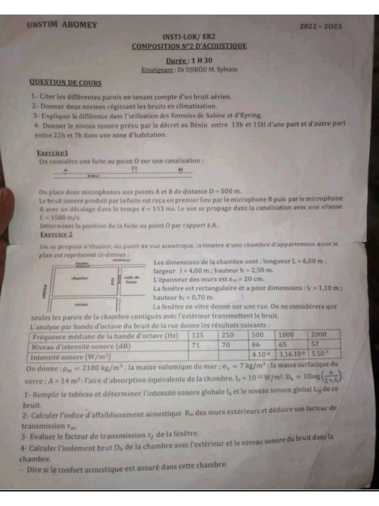 Épreuve Acoustique 1132 | PDF