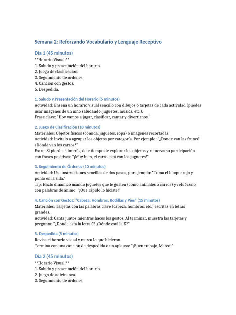 Actividades para Reforzar Vocabulario Infantil | PDF | Juguetes | Canciones