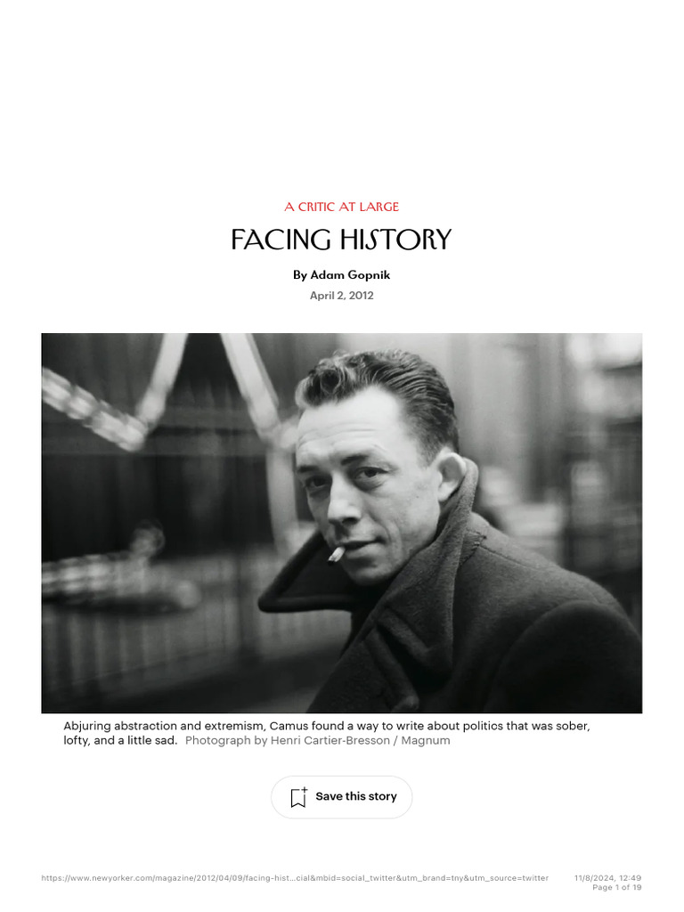 How Albert Camus Faced History The New Yorker | PDF | Albert Camus ...