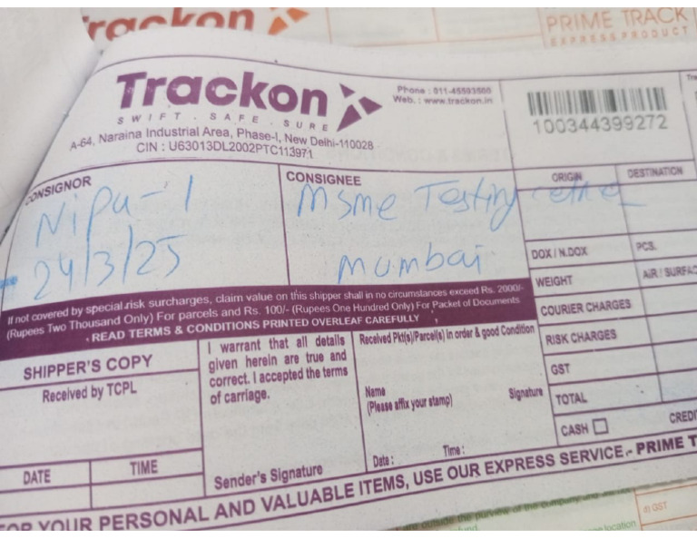 Docket details of 14772 Sample sent to MSME testing Centre, Mumbai_24 ...