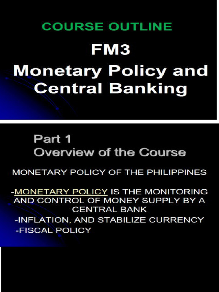 Overview of FM3 Monetary Policy and Central Banking | PDF