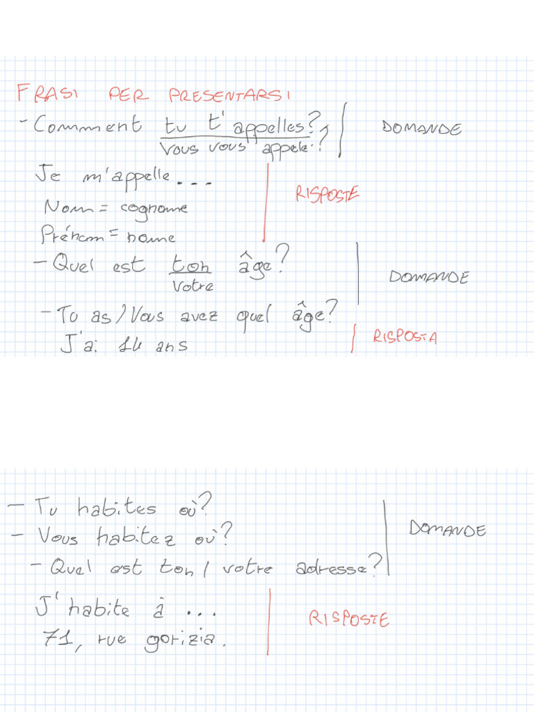 Frasi Per Presentarsi in Francese | PDF