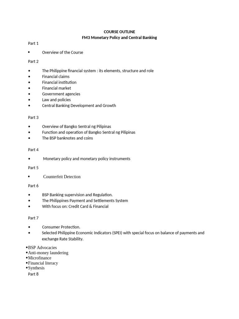 Course Outline in FM3 | PDF