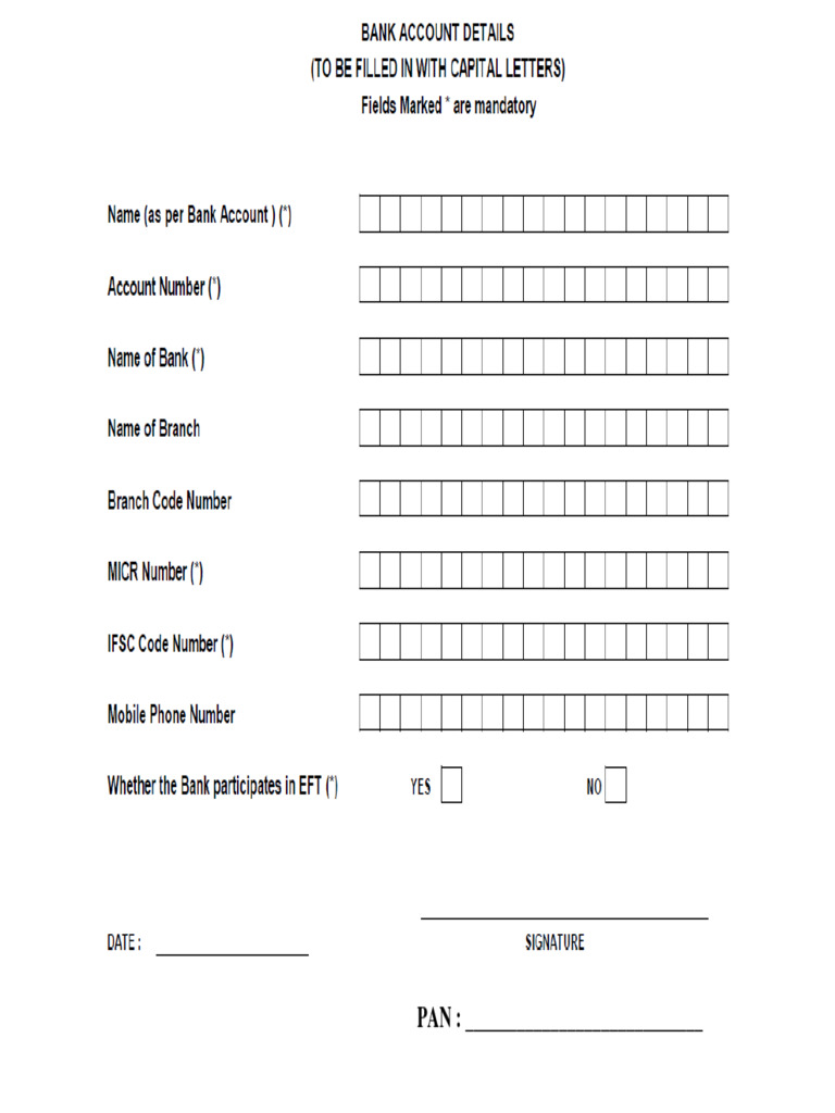 Bank Account Details Format | PDF