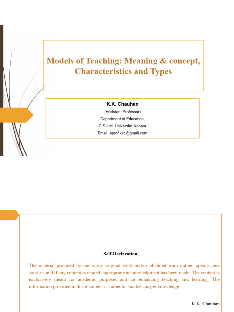 Models of Teaching Meaning Concept Characteristics and Types | PDF ...