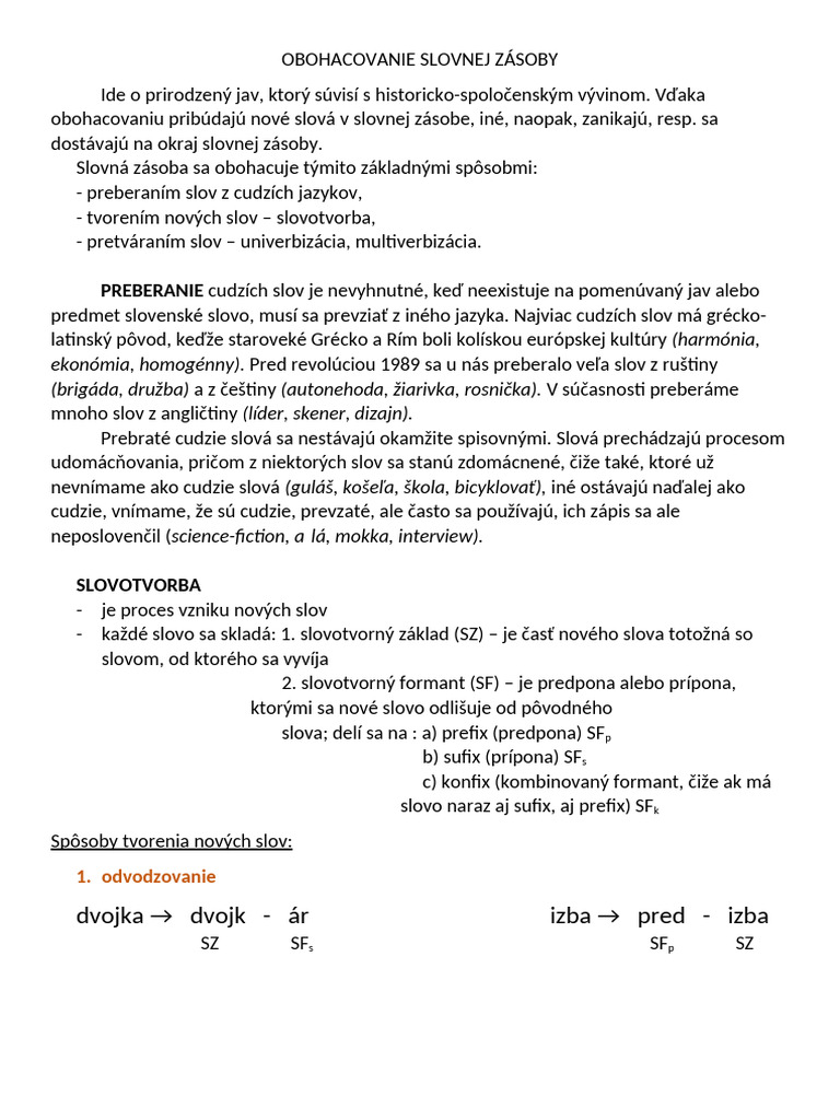 Obohacovanie Slovnej Zasoby | PDF