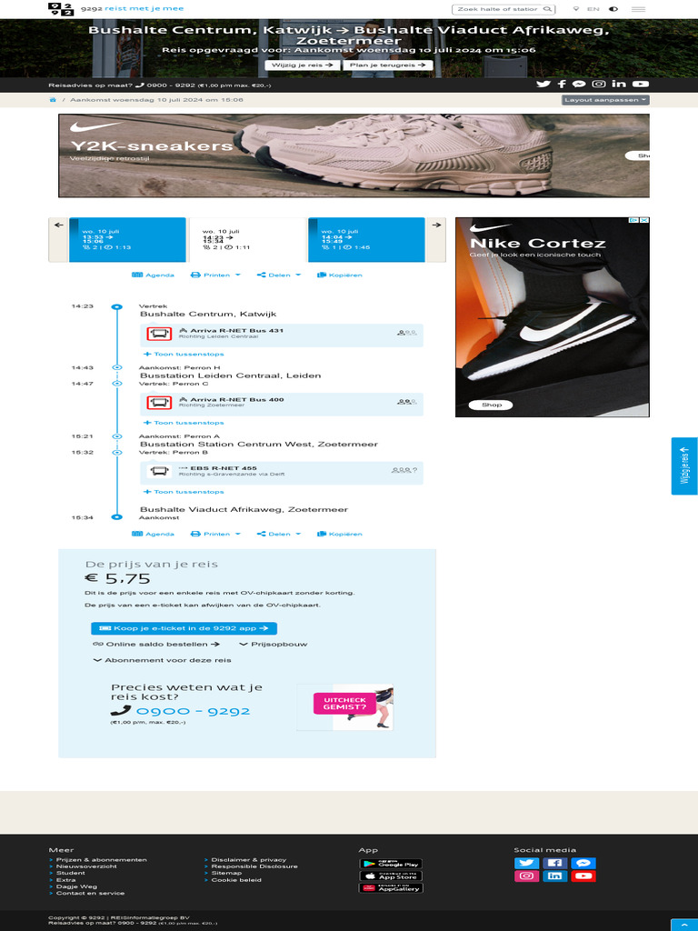9292.nl - Aankomst Woensdag 10 Juli 2024 Om 1506 | PDF