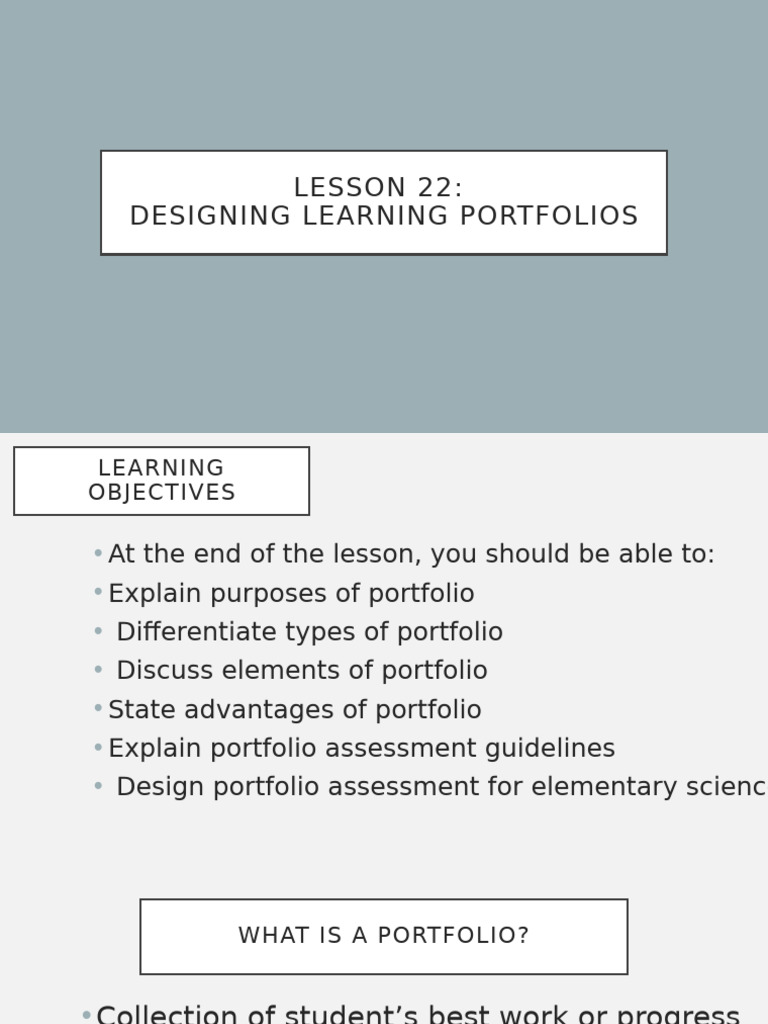 Designing Effective Learning Portfolios | PDF | Educational Assessment ...