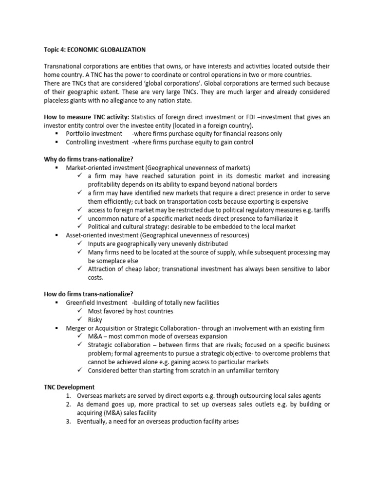 Summary of Dimensions of Globalization | PDF | Globalization | Public ...