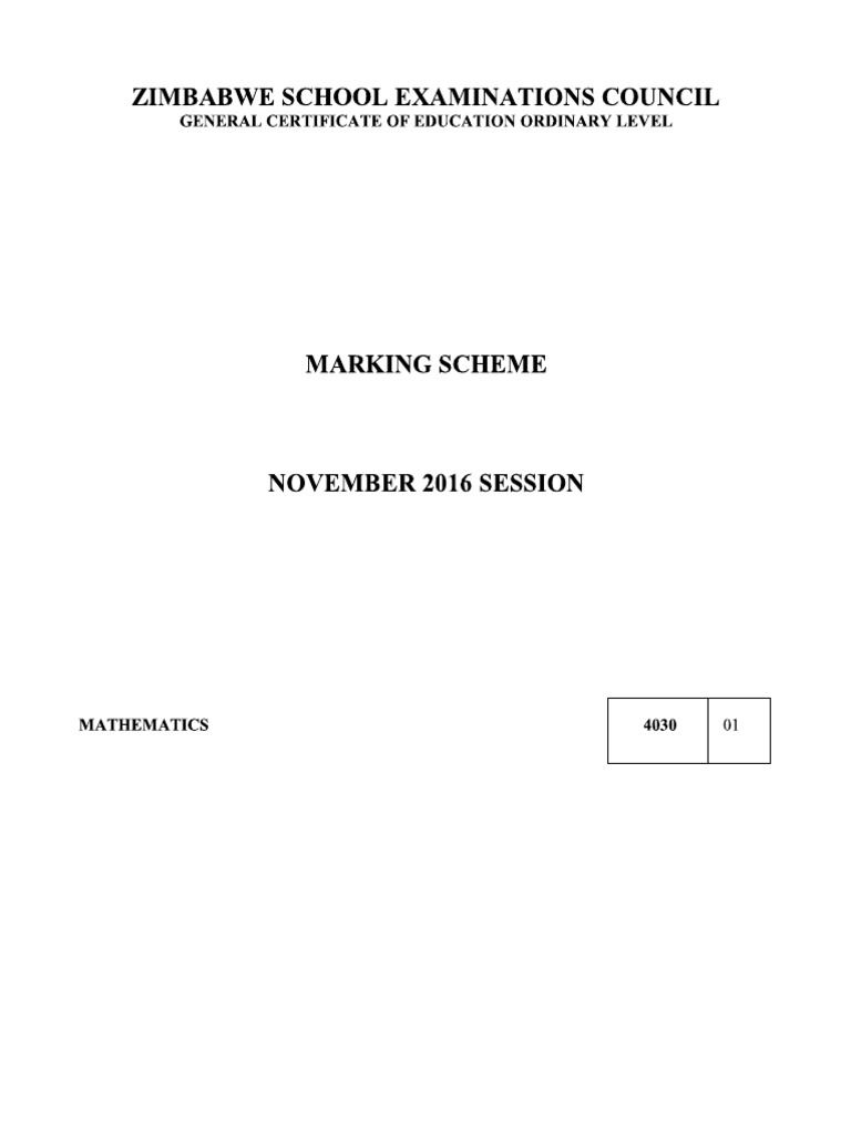 Maths Marking Scheme November 2016 | PDF