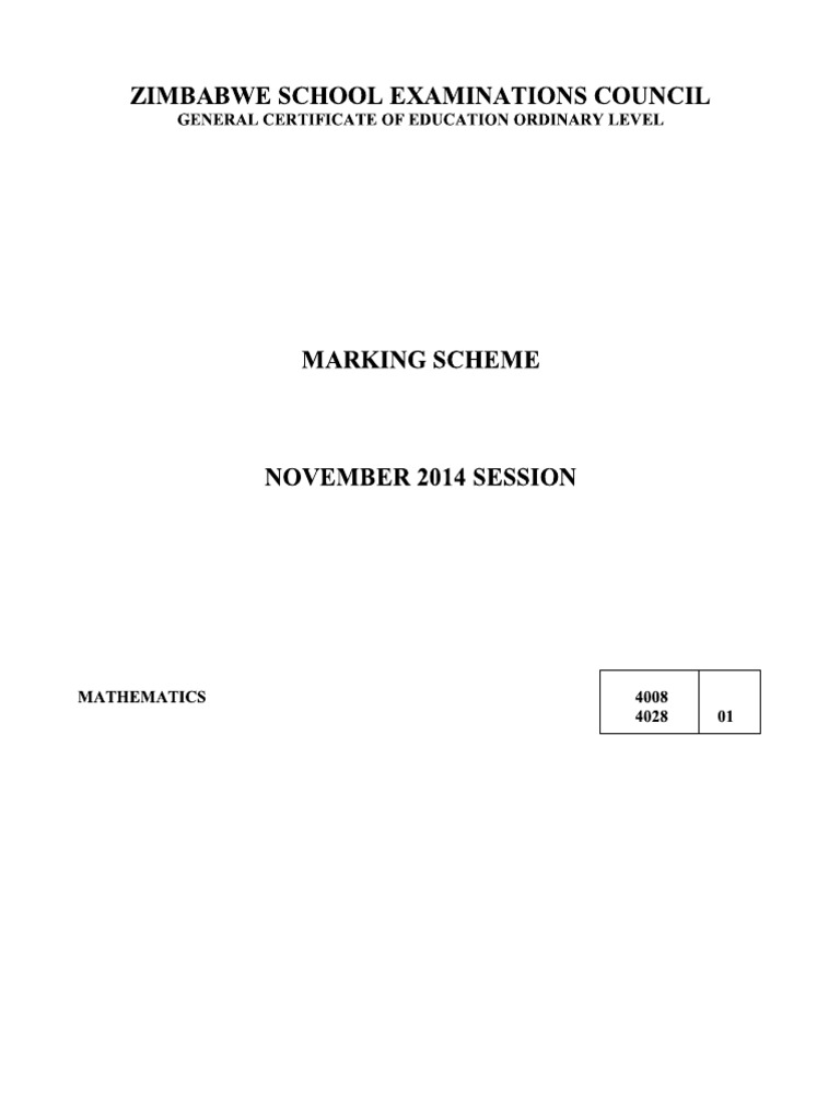 Maths Paper 1 Marking Scheme Nov 2014 | PDF