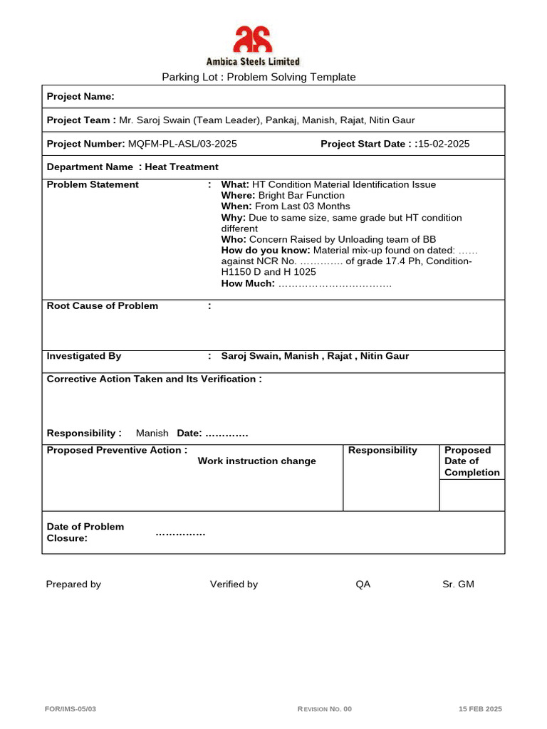 For 05-01 Problem Solving Template - 03-2025 HT | PDF