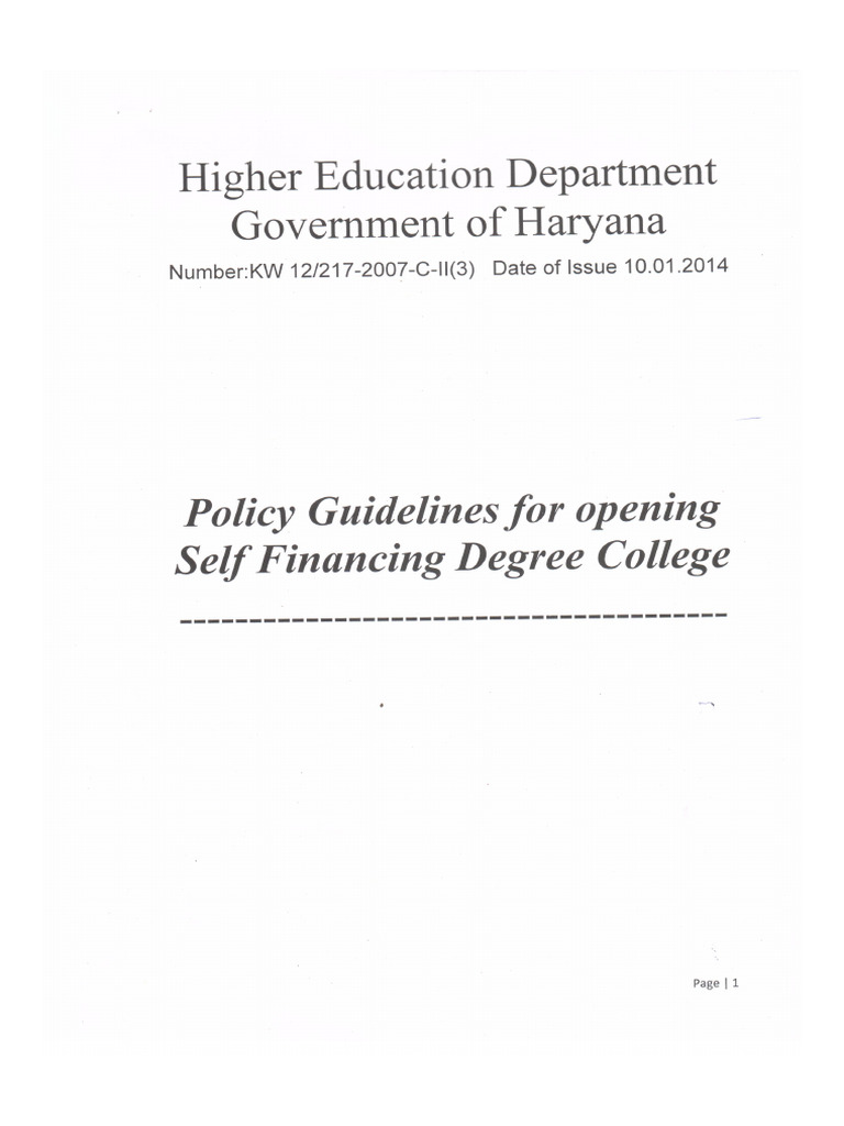 SelfFinancedCollegesGuidelines 2014 | PDF