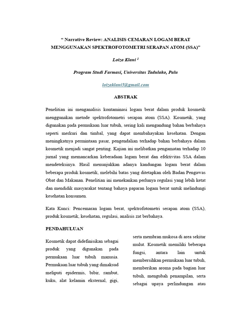Narrative Review: ANALISIS CEMARAN LOGAM BERAT MENGGUNAKAN ...