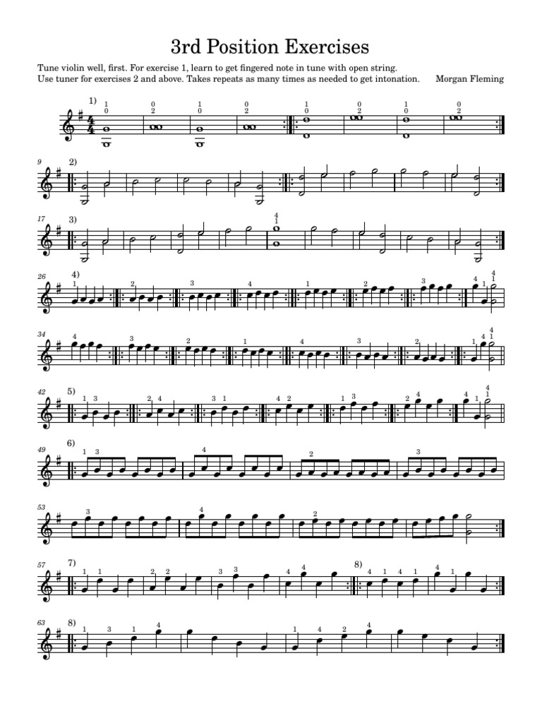 3rd Position Violin Exercises PDF | PDF | Violin | Musical Compositions