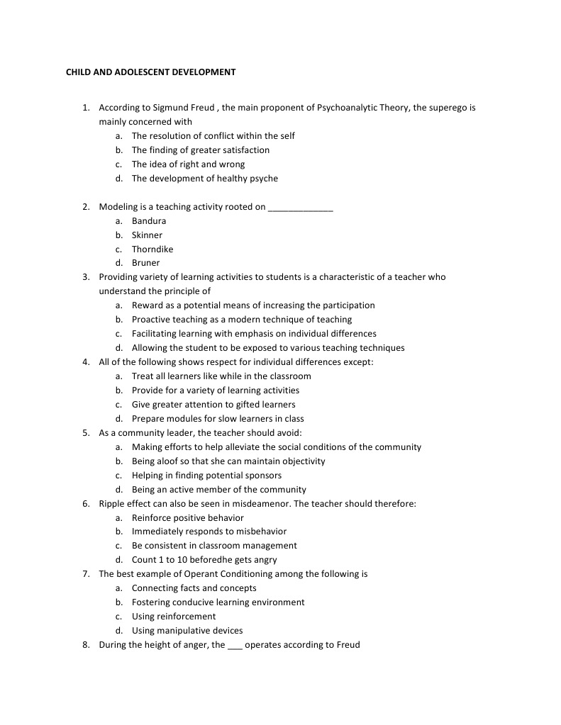 Child and Adolescent Development Insights | PDF | Id | Learning