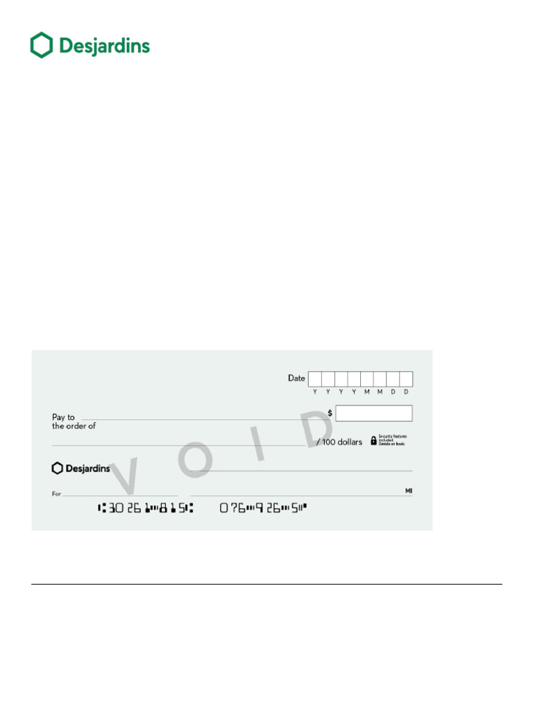 Sample Void Cheque for Direct Deposit | PDF