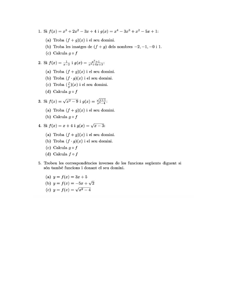 Operacions Funcions | PDF