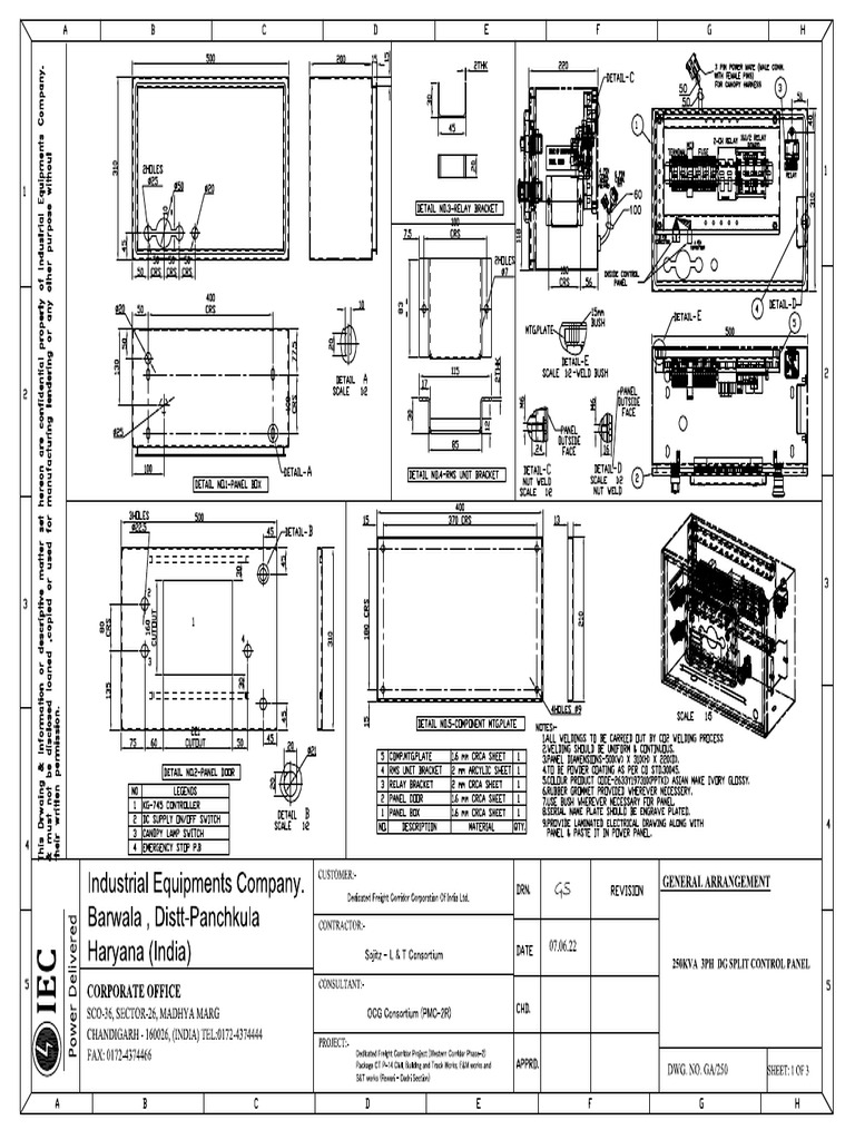 250kva 3ph SPL Amf Panel With Mot - MCCB-DWG (22!07!22) With Rev Ga. | PDF
