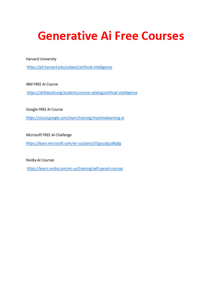 Generative Ai Free Courses | PDF