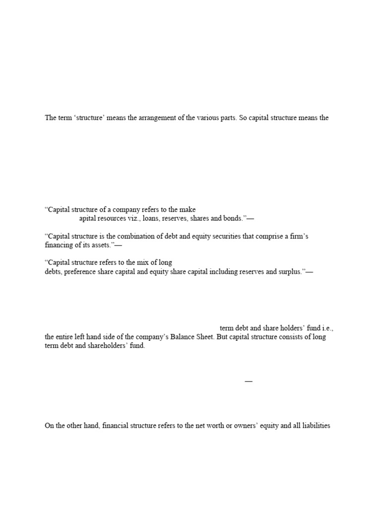 Capital Structure Definition, Importance Factors Affecting | PDF ...